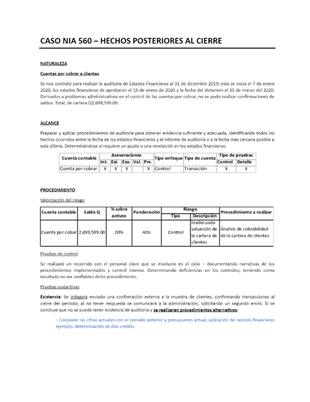 Caso Nia 560 Caso Nia 560 Caso Nia 560 Hechos Posteriores Al Cierre