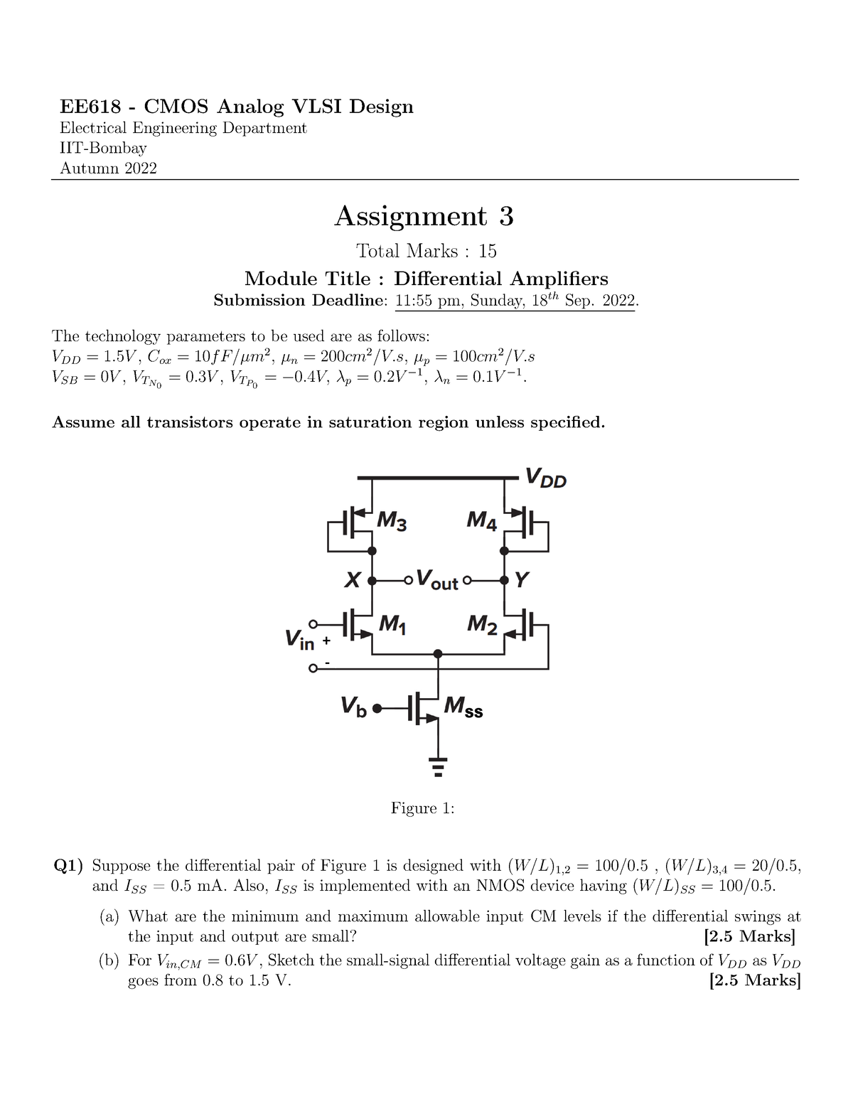 Ee618 Assignment 3 With Solutions Ee618 Cmos Analog Vlsi Design