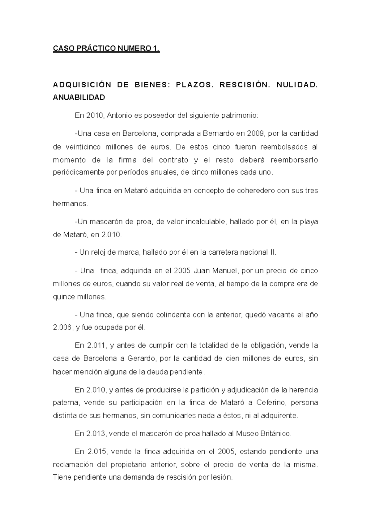 Caso Práctico Nº 1 Caso Practico Nº1 Derecho Civil 2018 2019 Caso