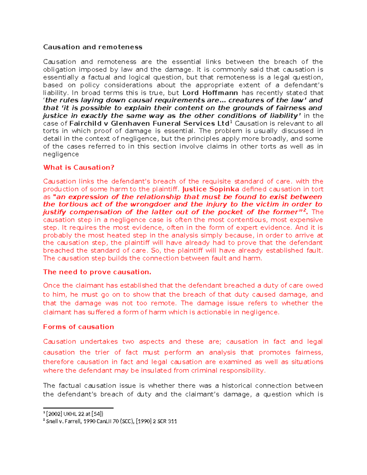 Causation And Remoteness Causation And Remoteness Causation And