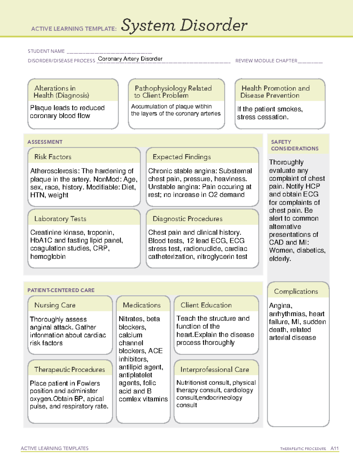 System Disorder Active Learning Template