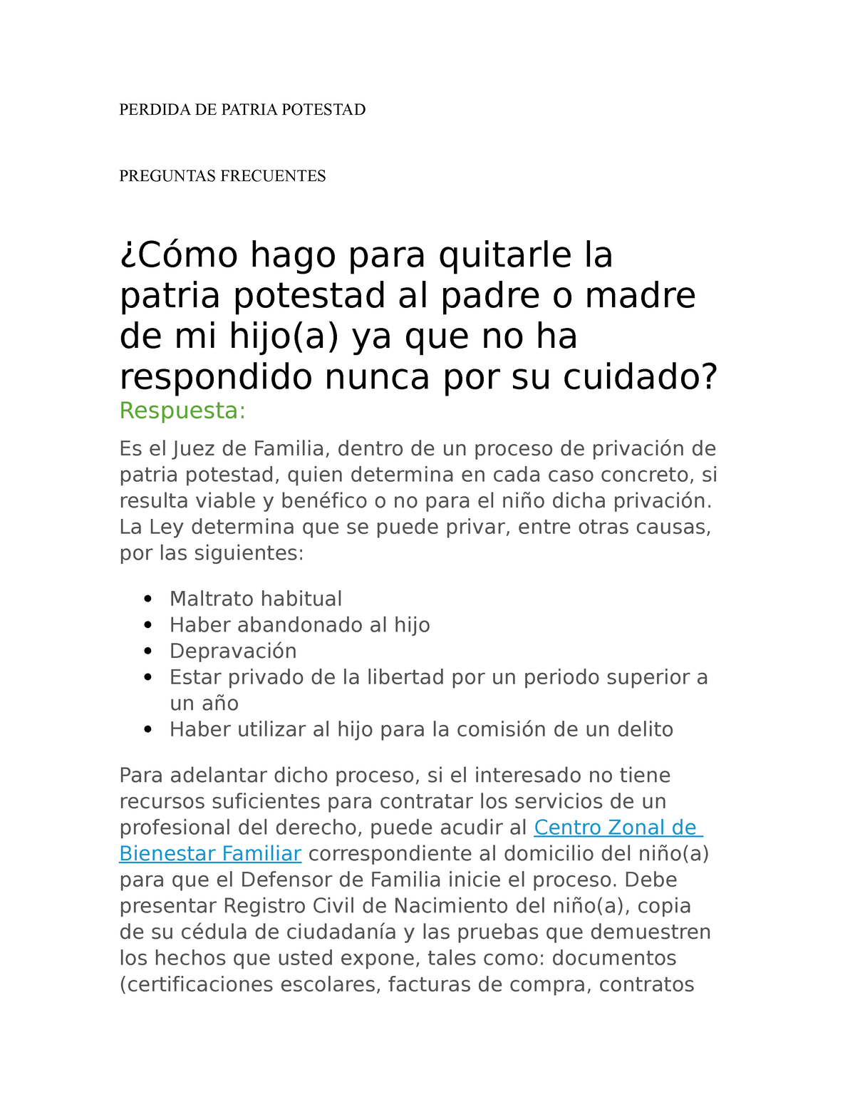 Privacion De La Patria Potestad Derecho Civil Studocu