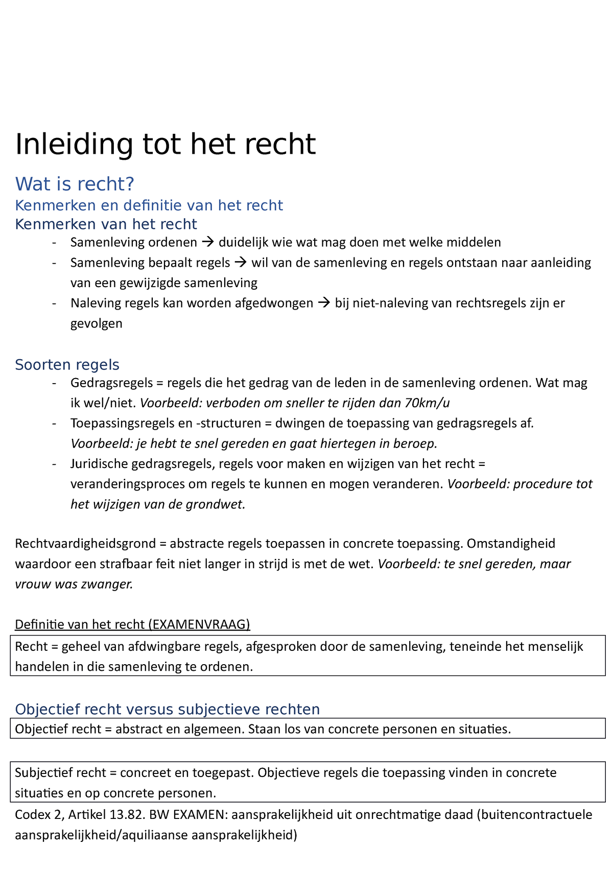 Samenvatting Inleiding Tot Het Recht Wat Is Recht Kenmerken En