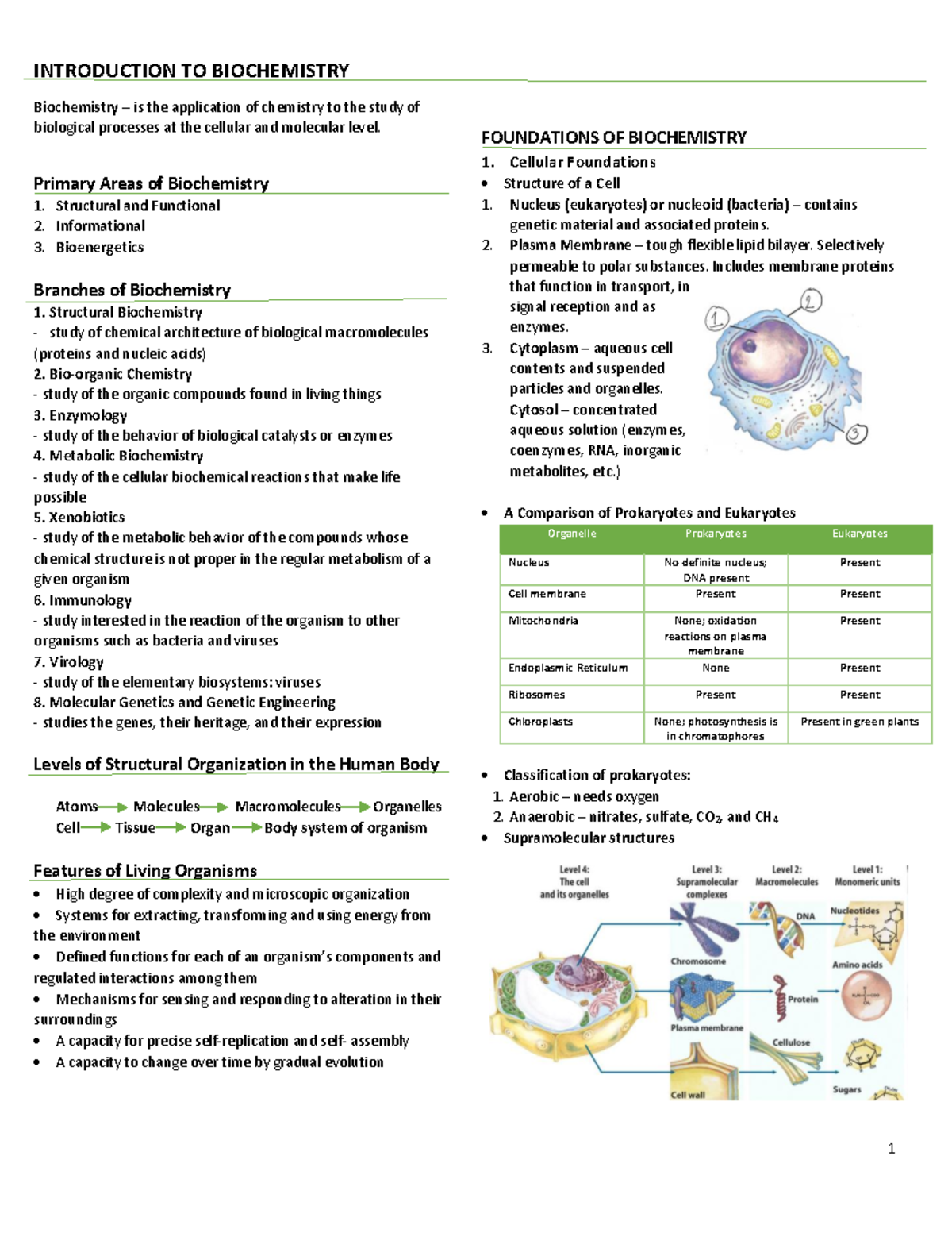 1 Intro To Biochemistry 1 Introduction To Biochemistry Biochemistry