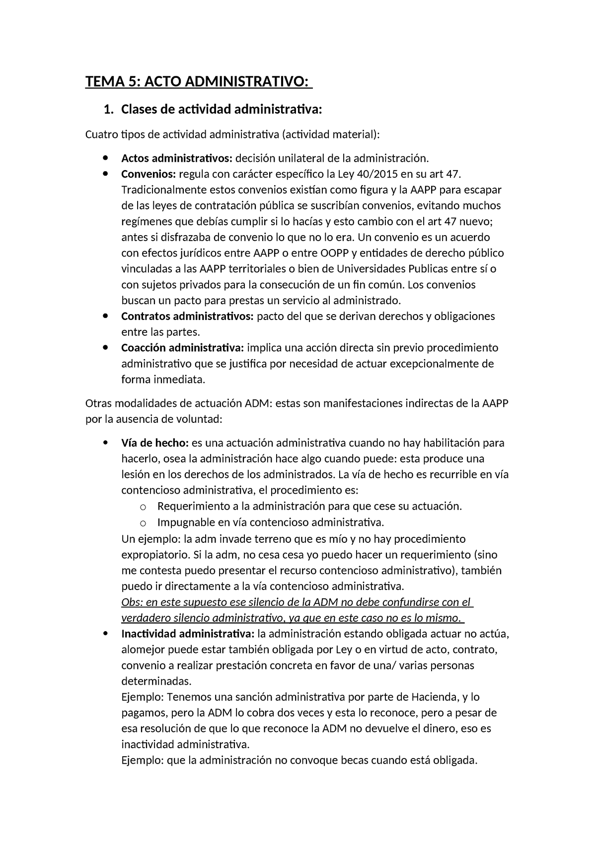 Tema 5 Tema Tema 5 Acto Administrativo 1 Clases De Actividad