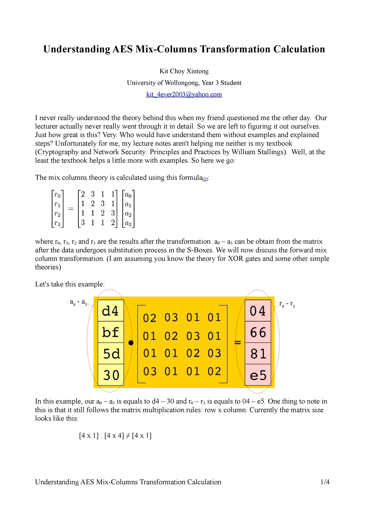 Mix Columns Understanding Aes Mix Columns Transformation Calculation