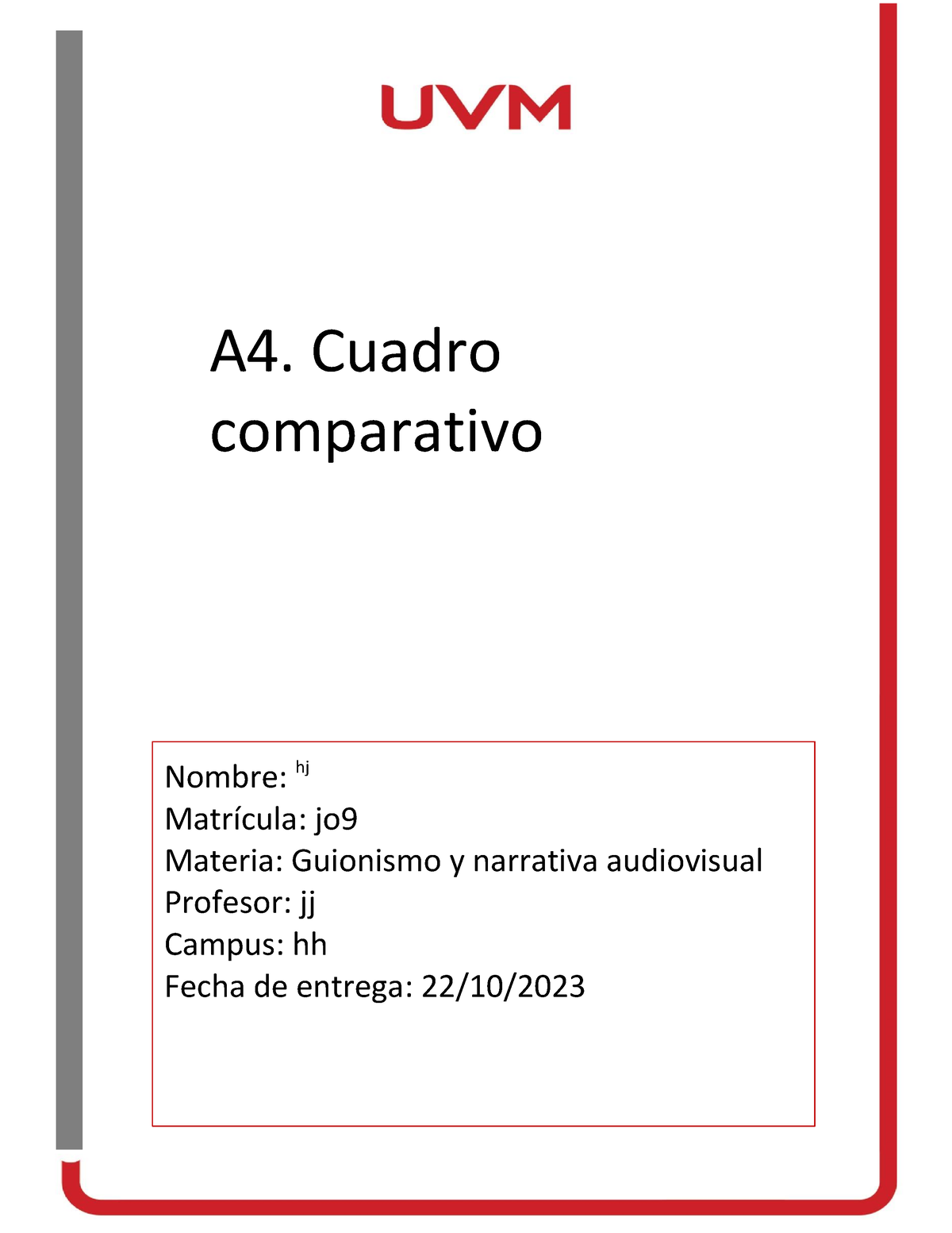 A4 Cuadro Comparativo Actividad De Blackboard A 4 Cuadro