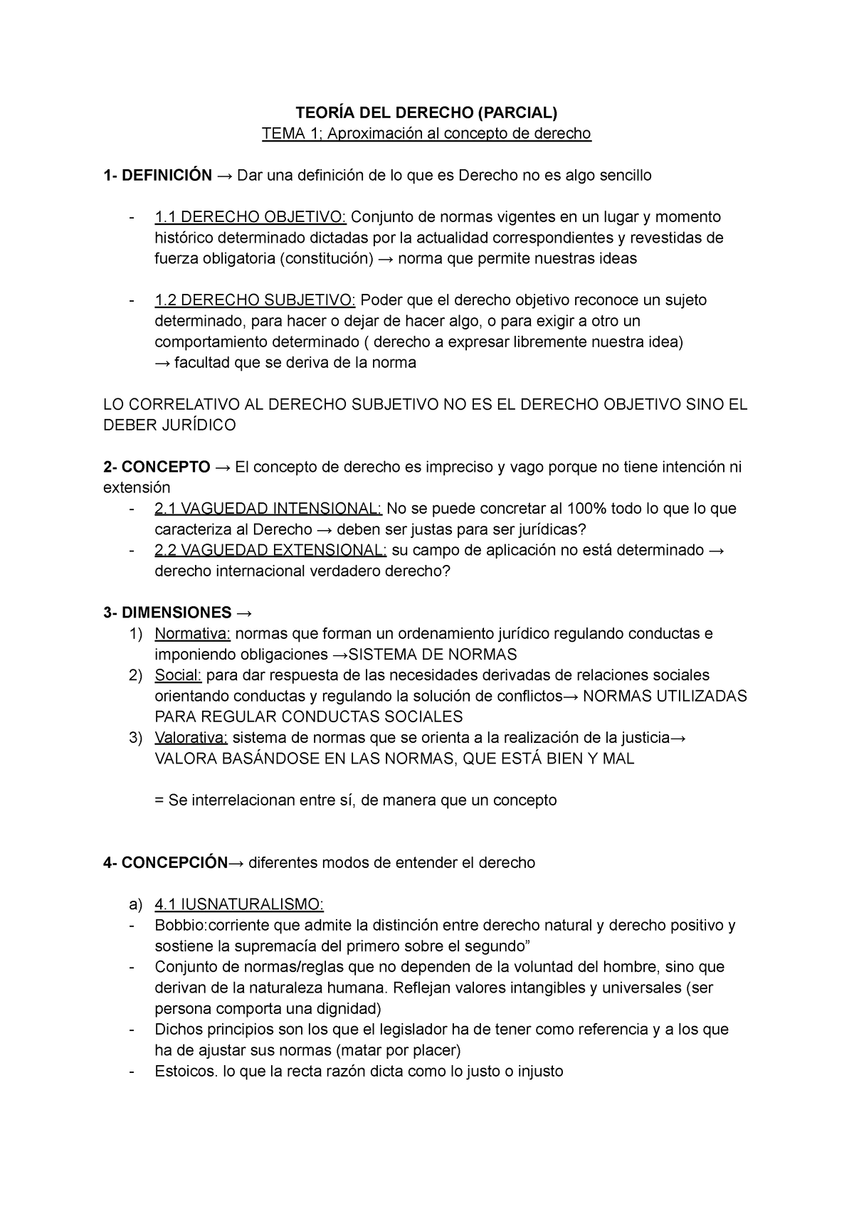 Parcial Teoria Del Derecho Tema 1 TeorÍa Del Derecho Parcial Tema 1