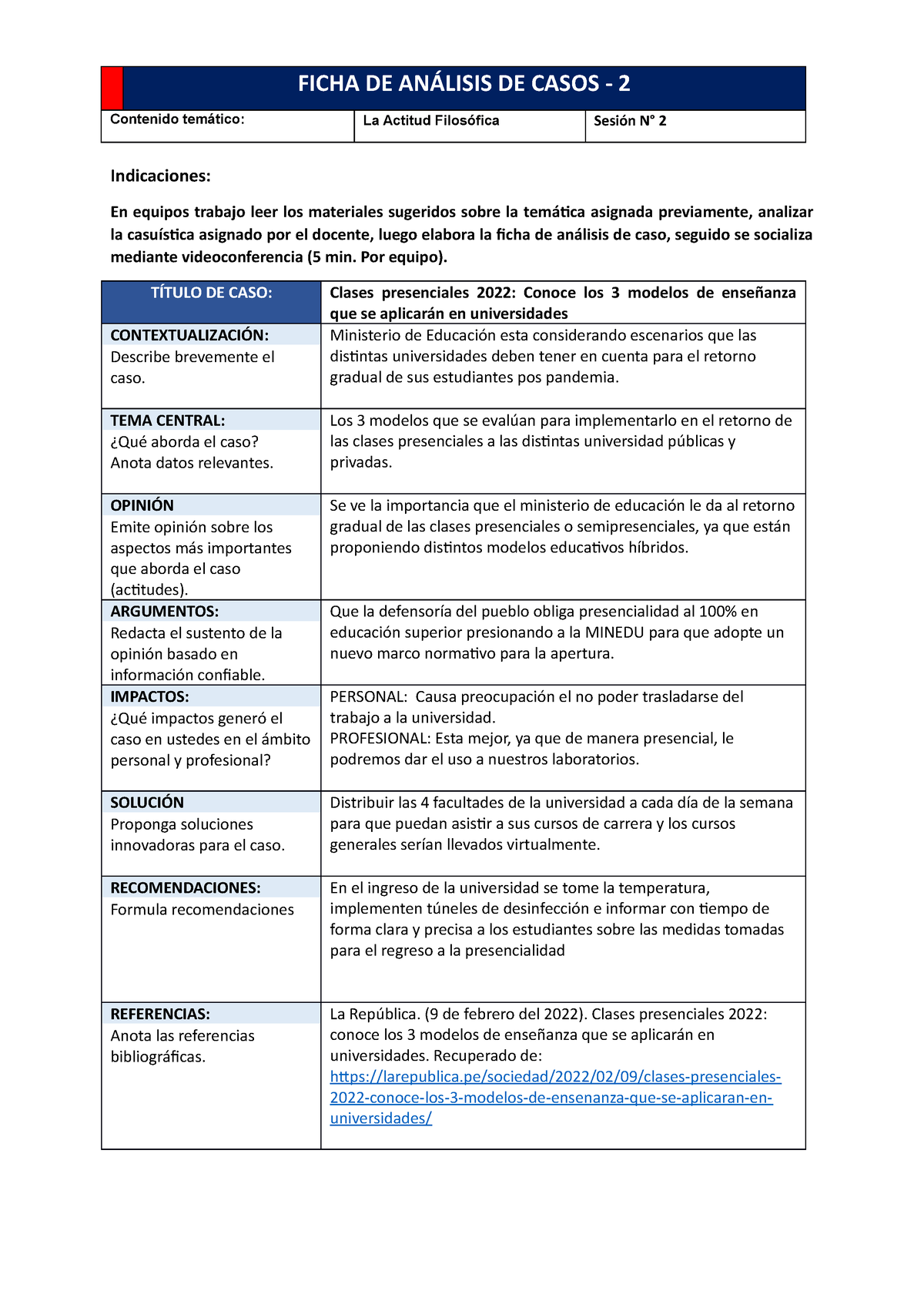 Ficha Análisis De Caso 2 Rev Ficha De AnÁlisis De Casos 2 Contenido