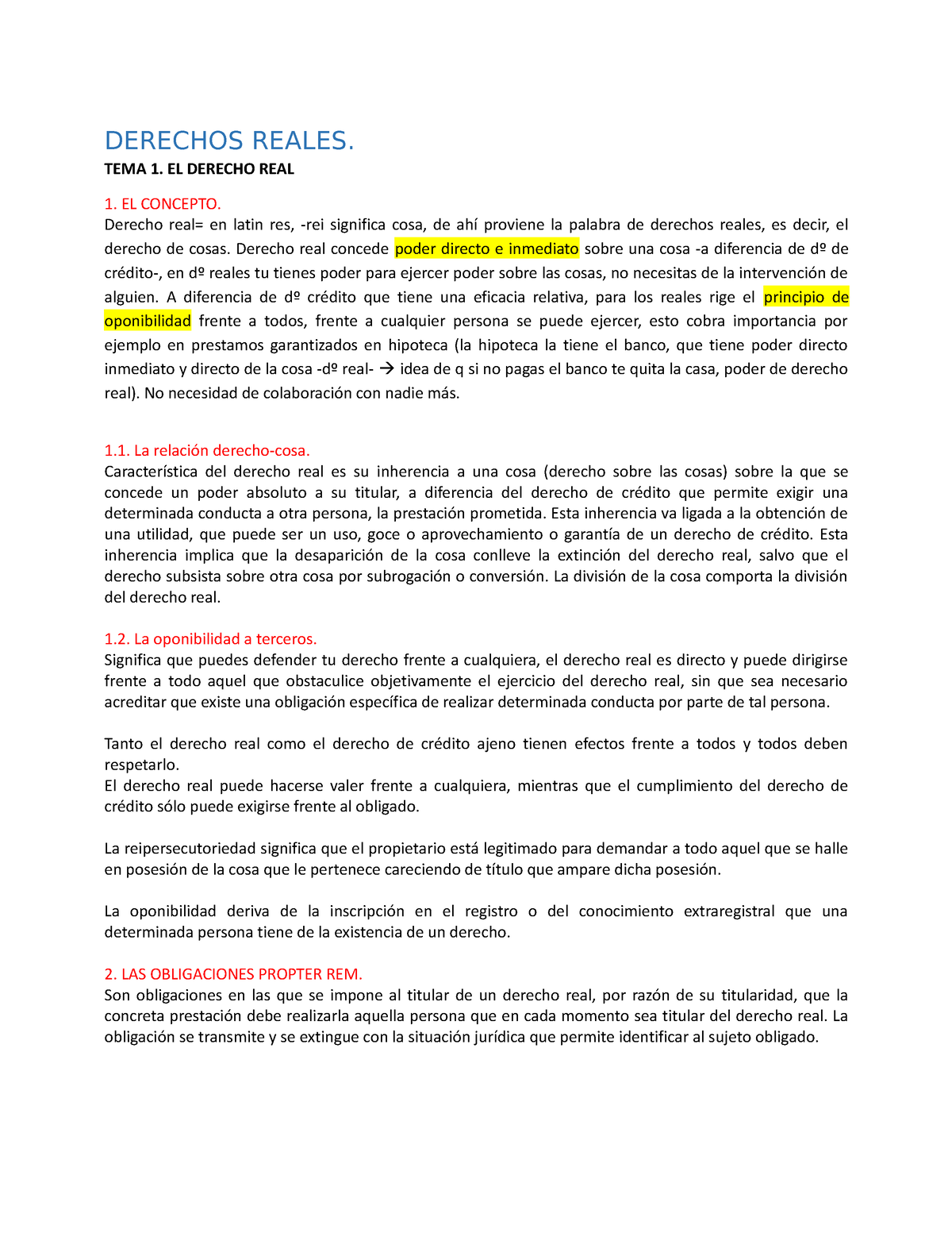 Derechos Reales Derechos Reales Tema 1 El Derecho Real 1 El