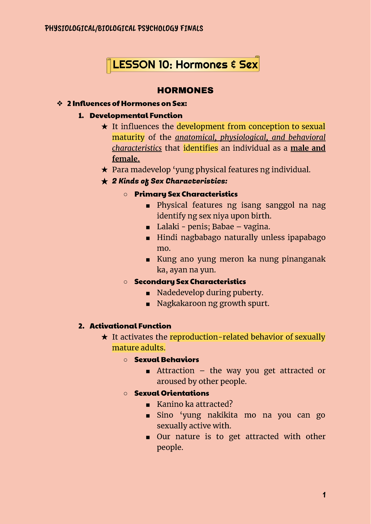 Physiological Psychology Finals Lesson 10 Hormones And Sex Hormones