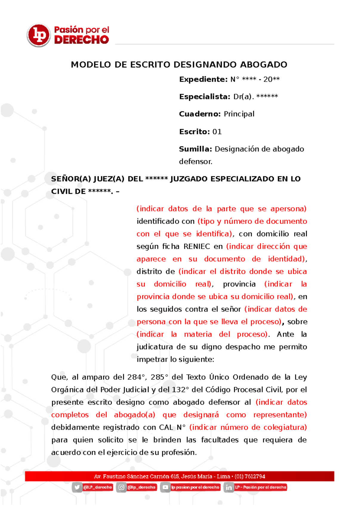 Total 44 Imagen Modelo De Escrito Nombrando Abogado Defensor Abzlocalmx