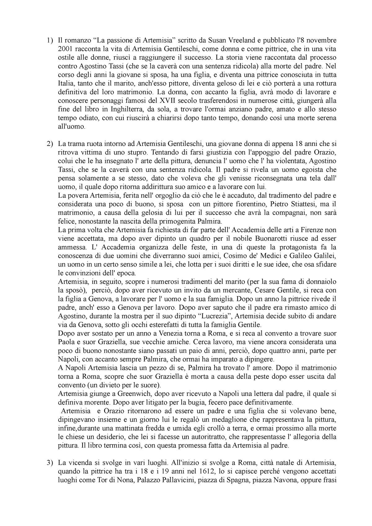 La Passione Di Artemisia Scheda Del Libro Il Romanzo “la Passione Di