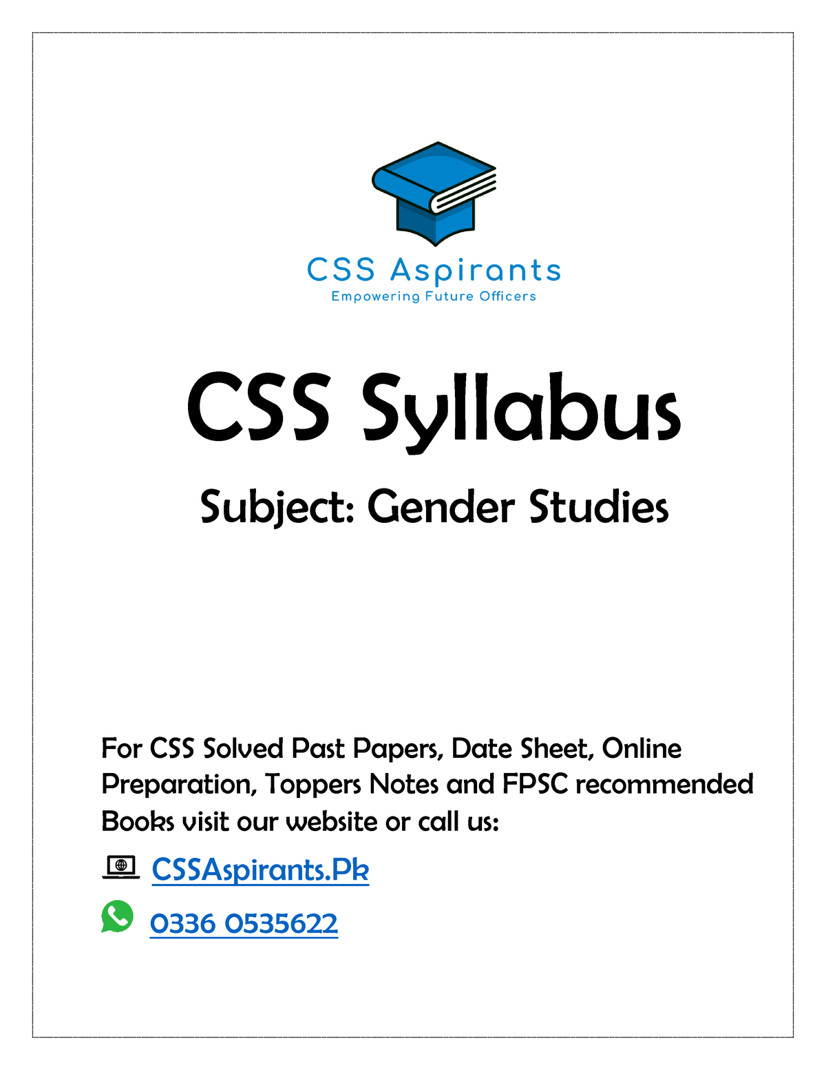 Gender Studies Css Syllabus Css Syllabus Subject Gender Studies For