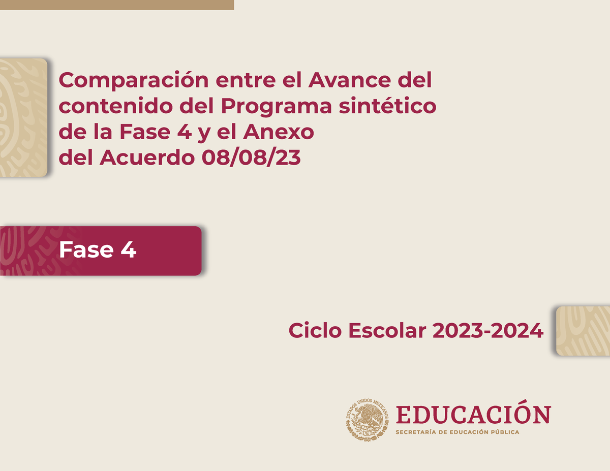 Comparativo Programa Sintetico Fase 4 ComparaciÛn Entre El Avance Del