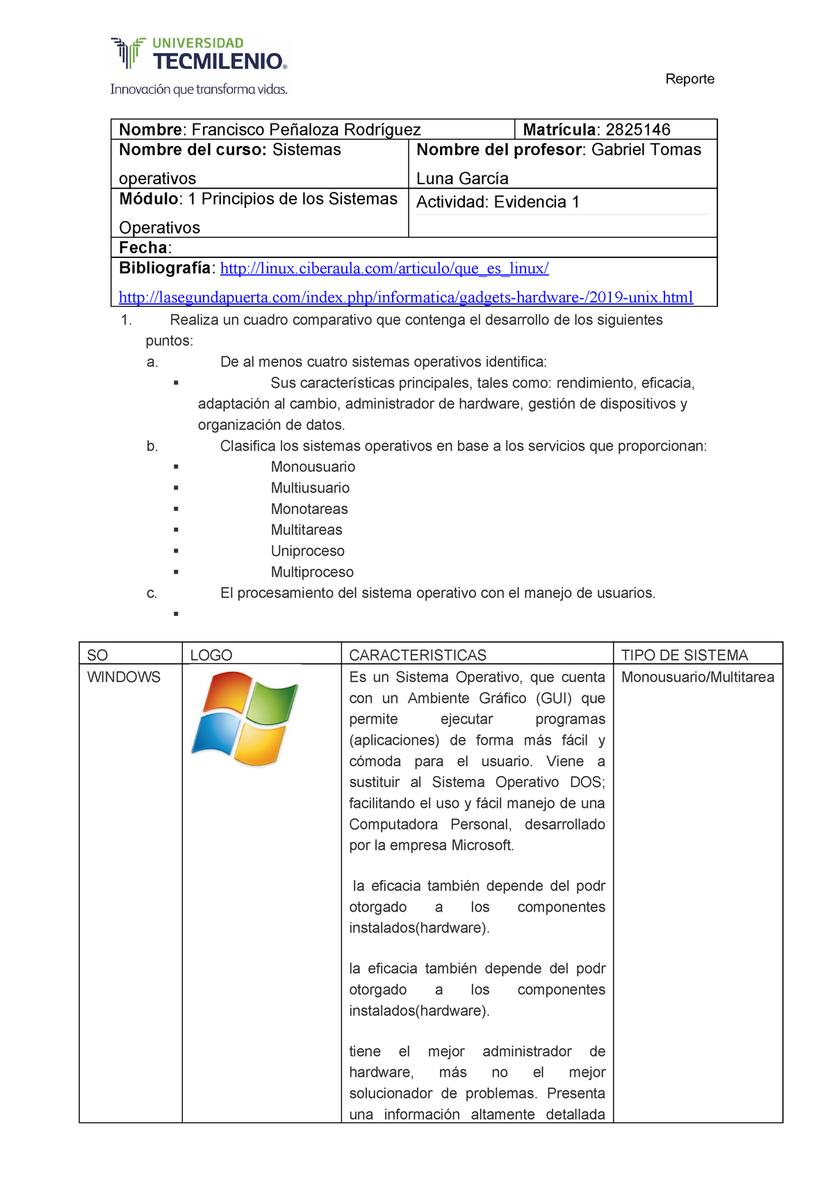 Evidencia 1 Cuadro Comparativo De Los Diferentes