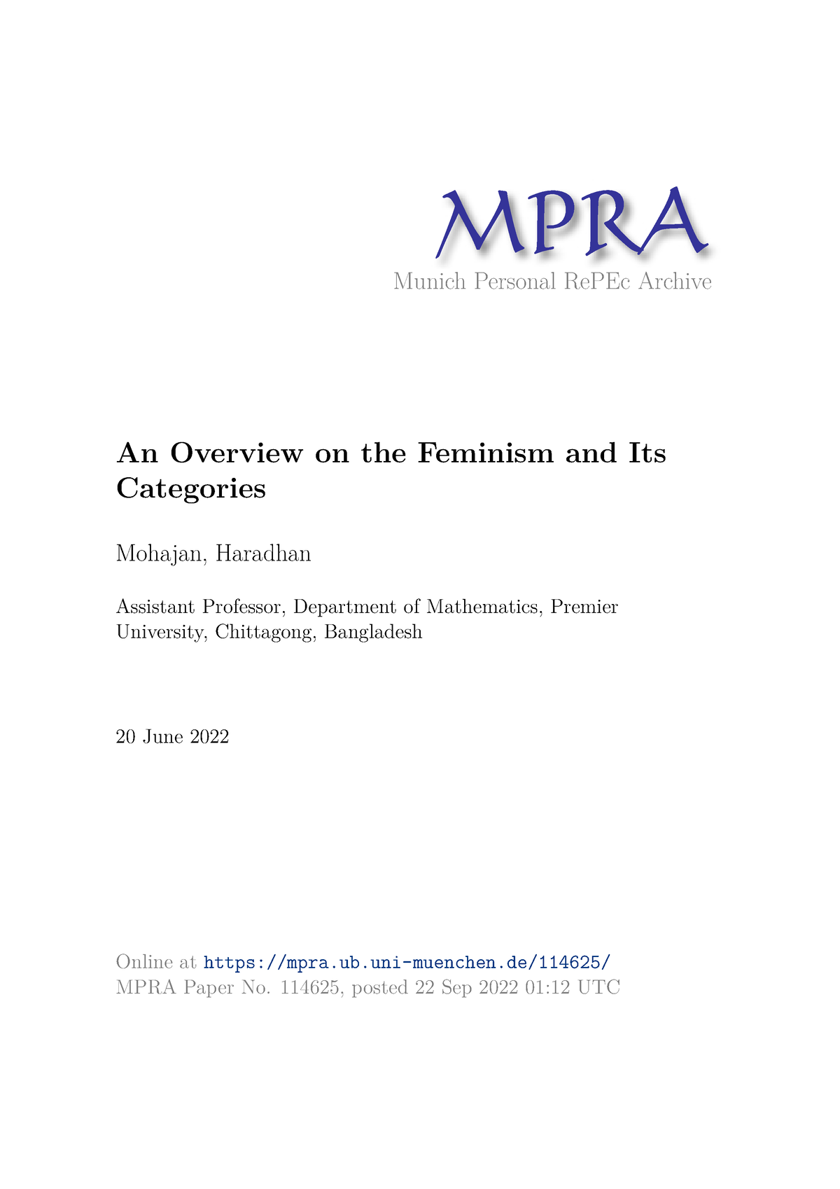 Feminism Paper Feminist Theories Munich Personal Repec Archive An