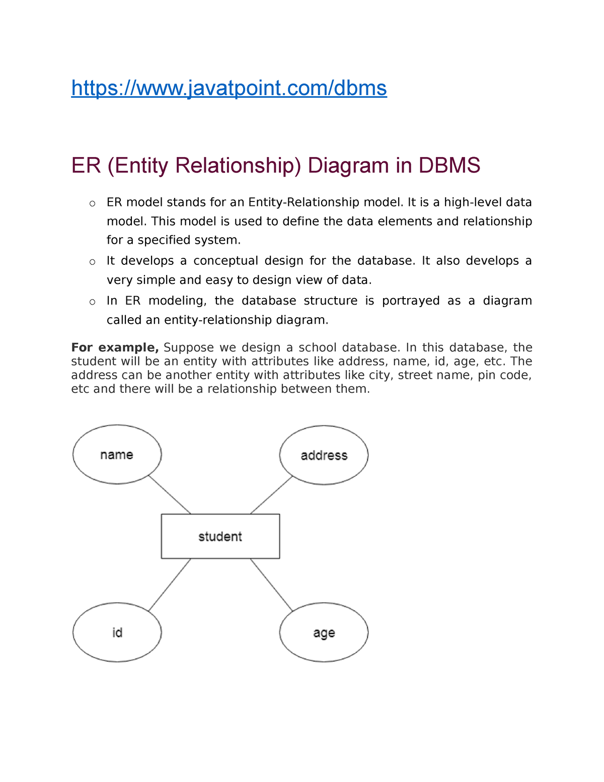 2 Er Entity Relationship Diagram In Dbms Javatpointdbms Er