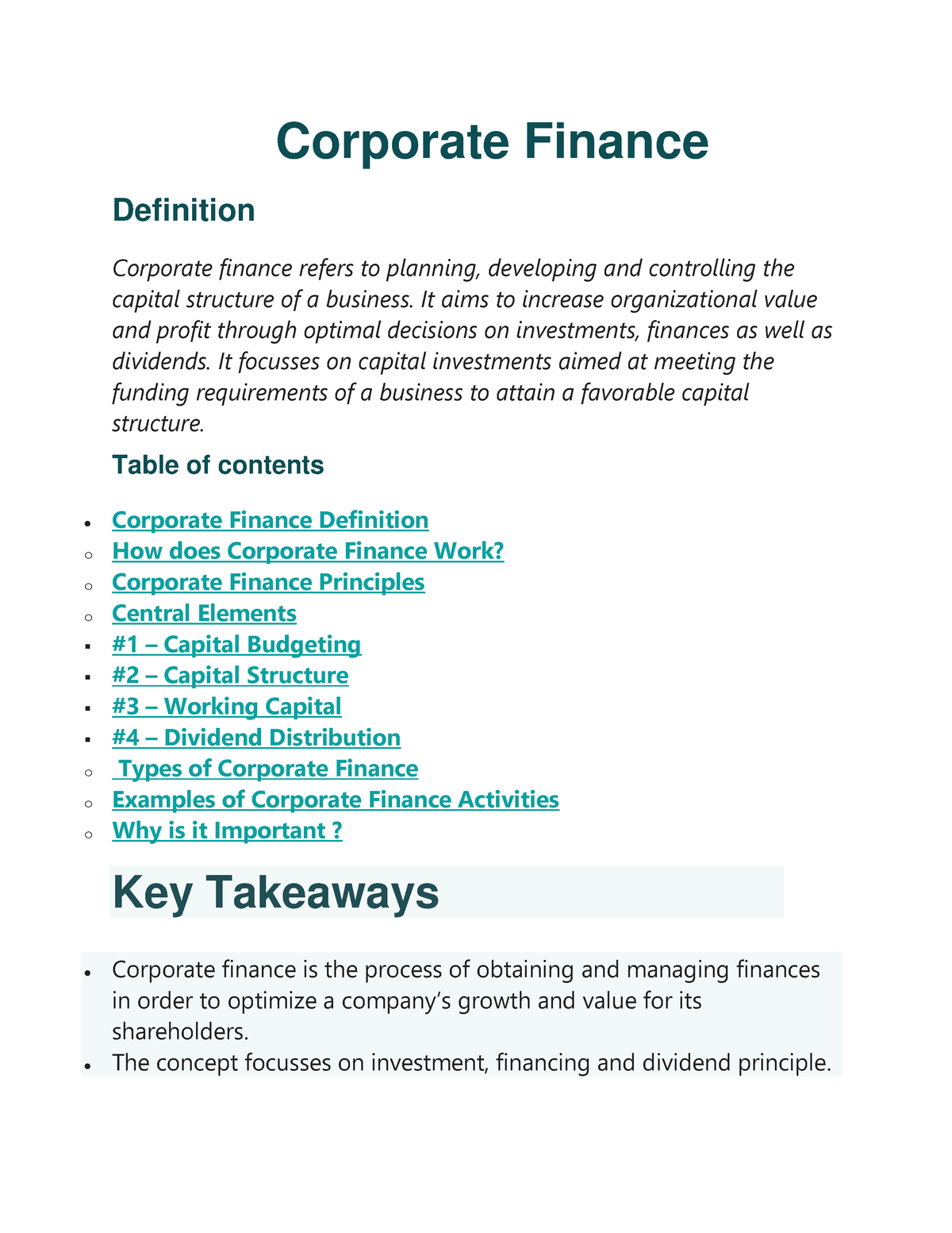 Corporate Finance Corporate Finance Definition Corporate Finance