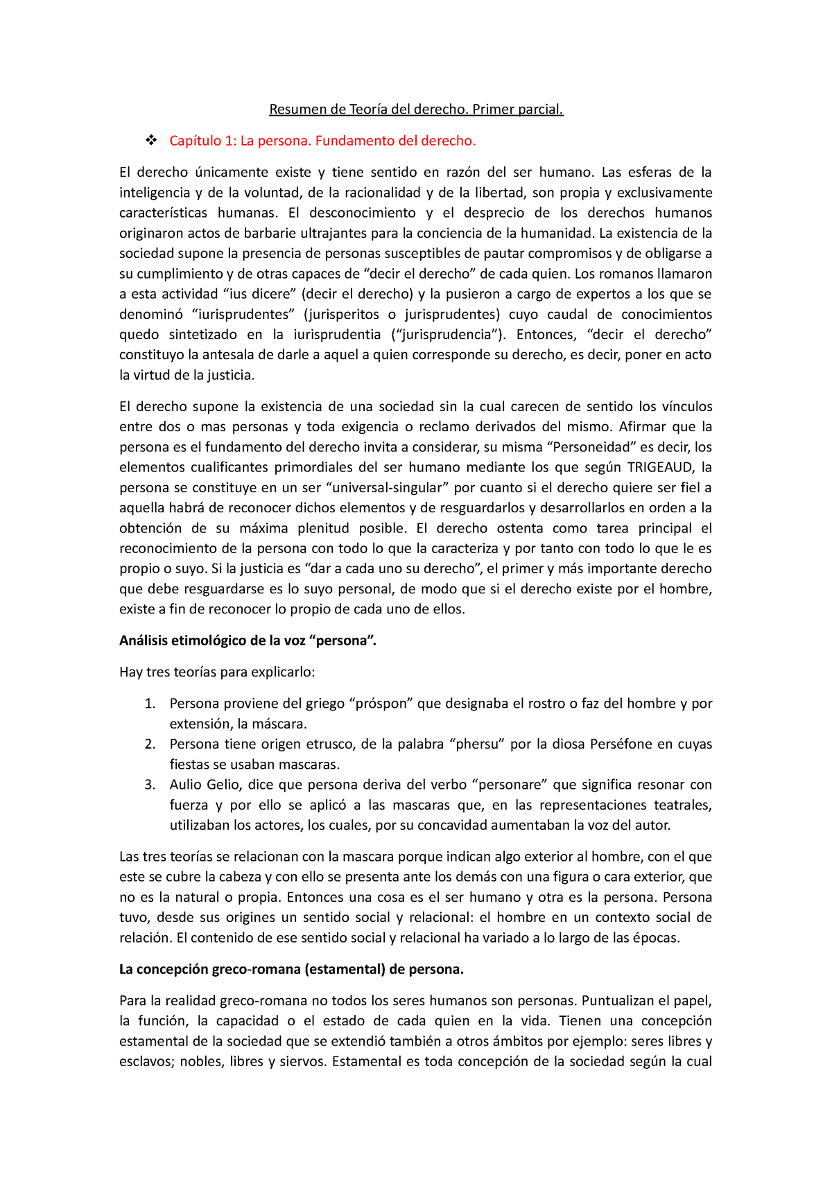 Primerparcial Primer Parcial Civil Resumen De Teoría Del Derecho