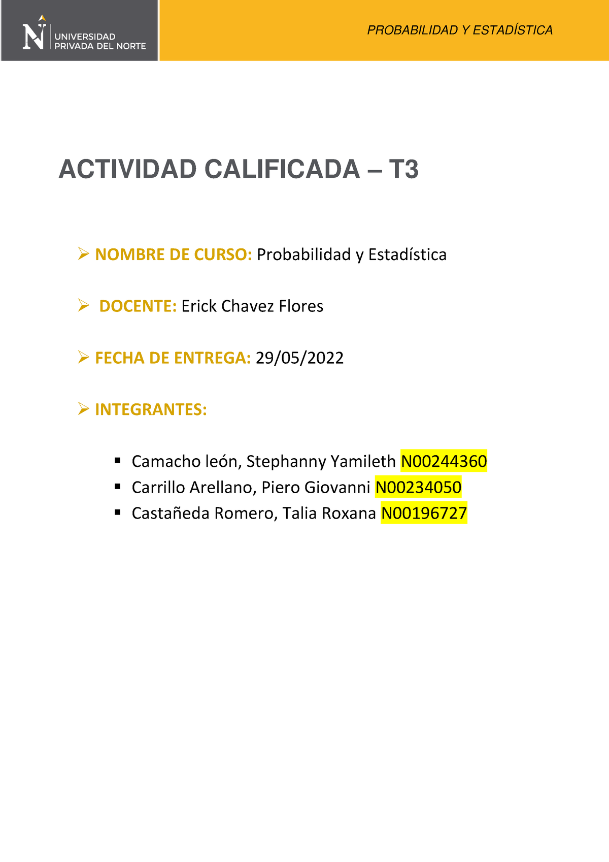 T3 Grupo Nº5 Tarea Actividad Calificada T Nombre De Curso