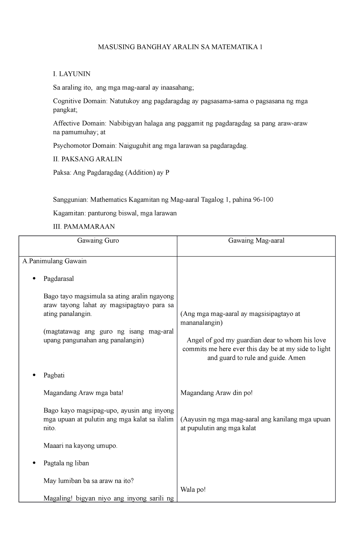 Banghay Aralin Detailed Lesson Plan Masusing Banghay Aralin Sa Maikling