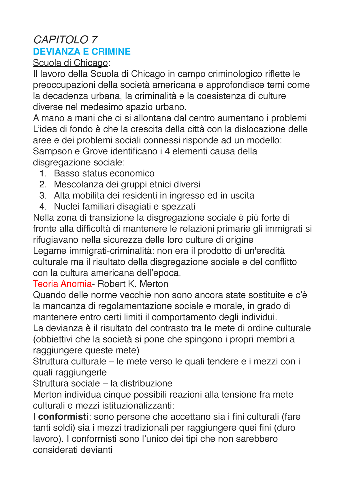 Introduzione Alla Sociologia Ritzer Capitolo 7 Devianza E Crimine