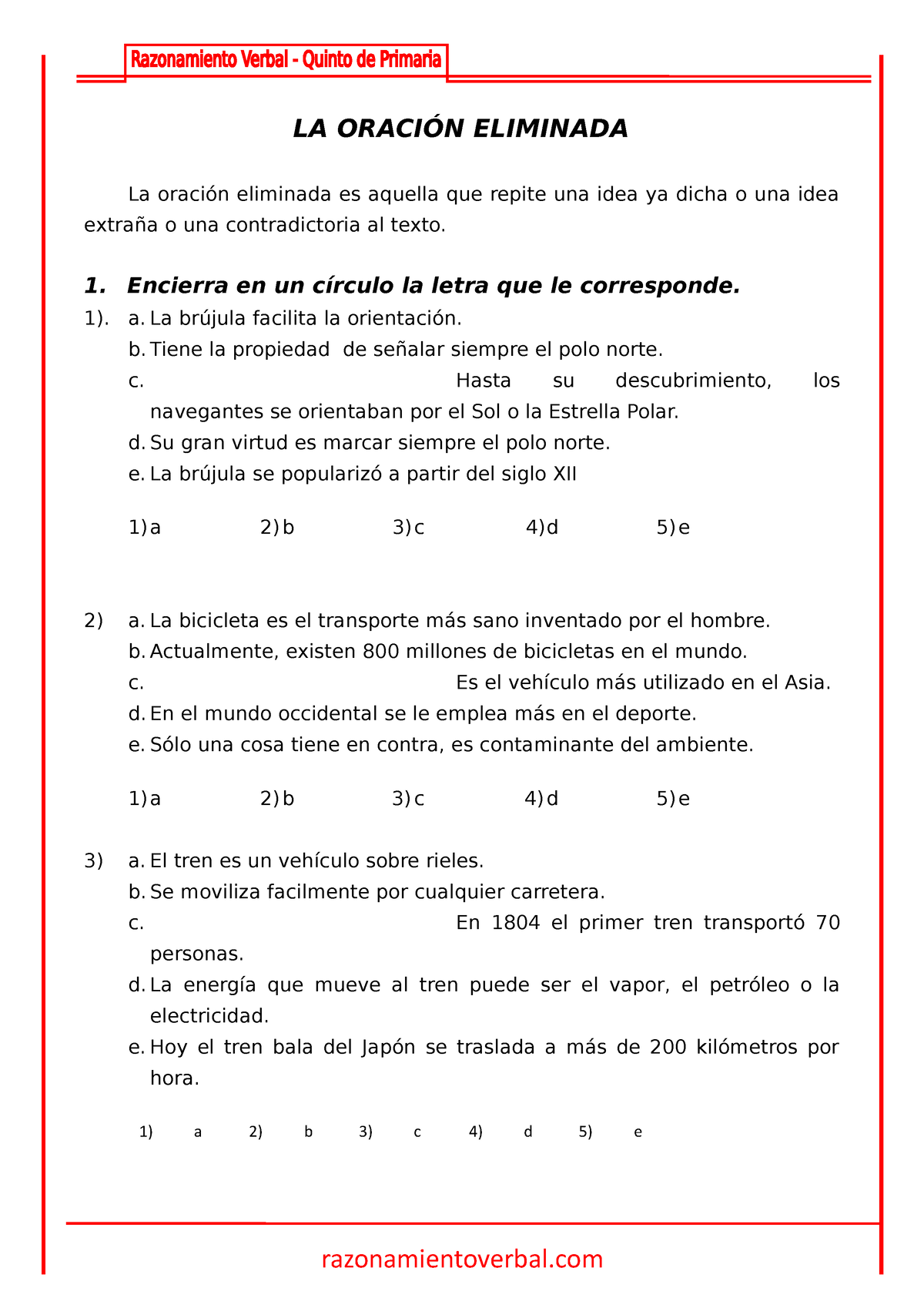 03 Oracion Eliminada Quinto De Primaria La OraciÓn Eliminada La