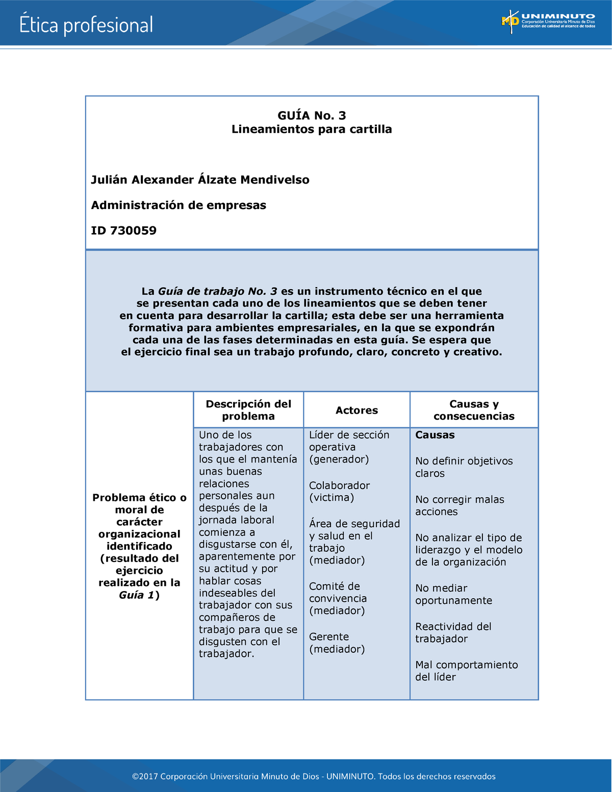 Actividad 8 Etica Pro GuÍa No 3 Lineamientos Para Cartilla Julián