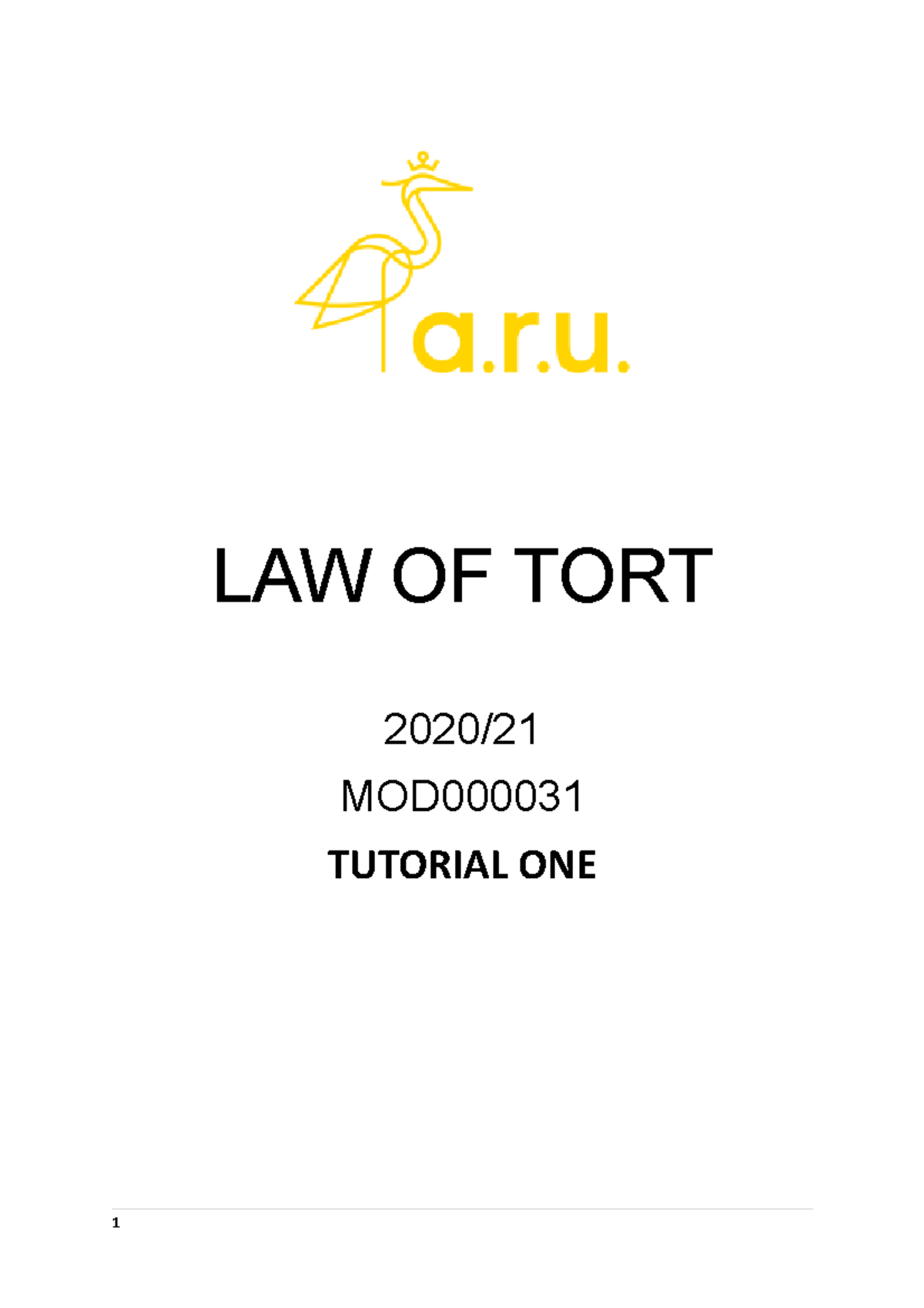 Tutorial Two Duty Of Care Law Of Tort 2020 Mod Tutorial One A Few