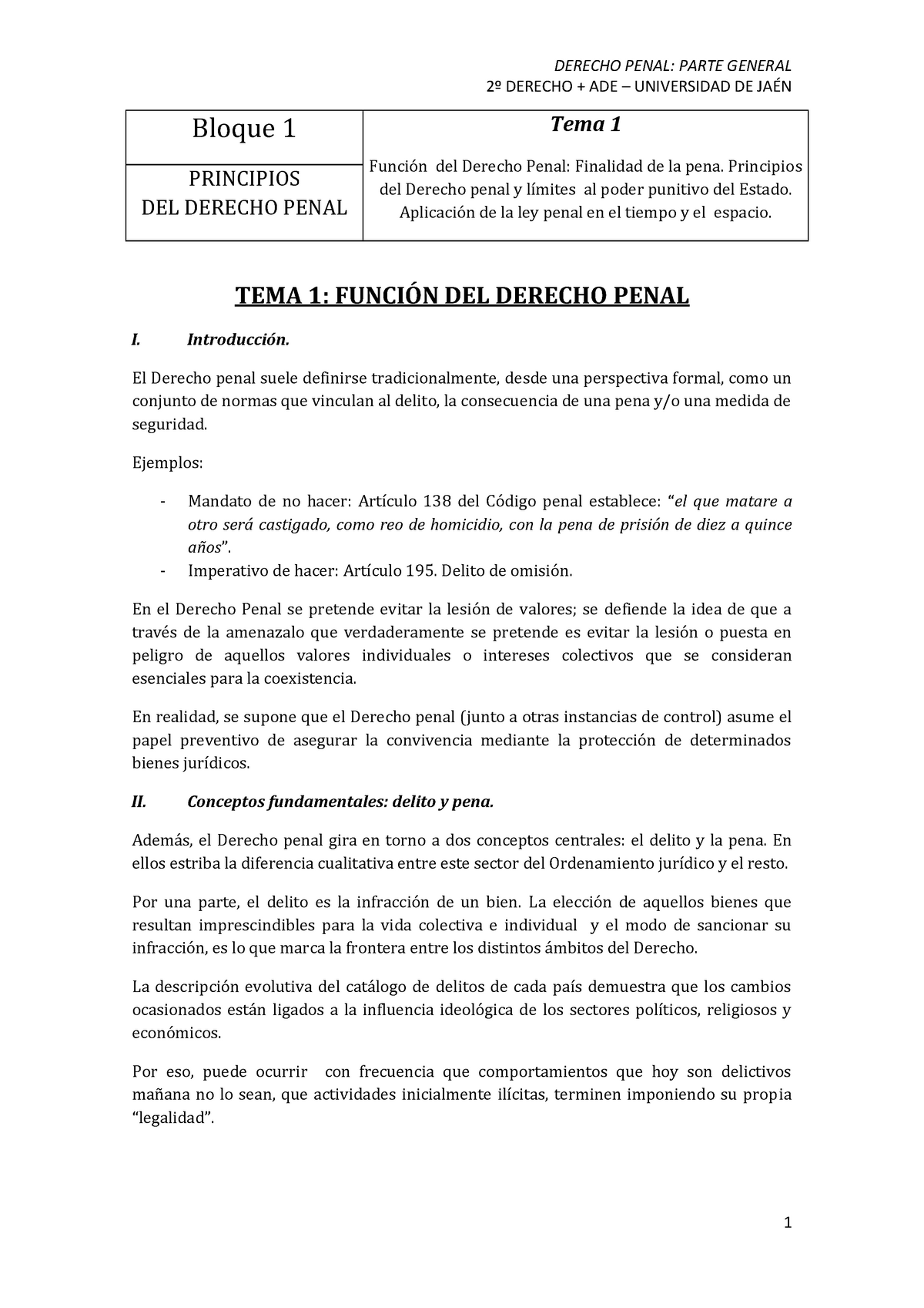 Apuntes De Derecho Penal General 2º Derecho Ade Universidad De