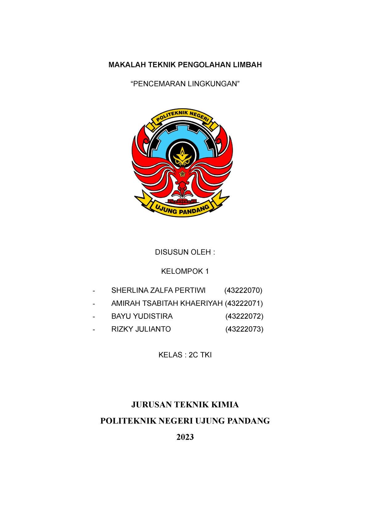 2 3 Pencemaran Lingkungan Makalah Teknik Pengolahan Limbah