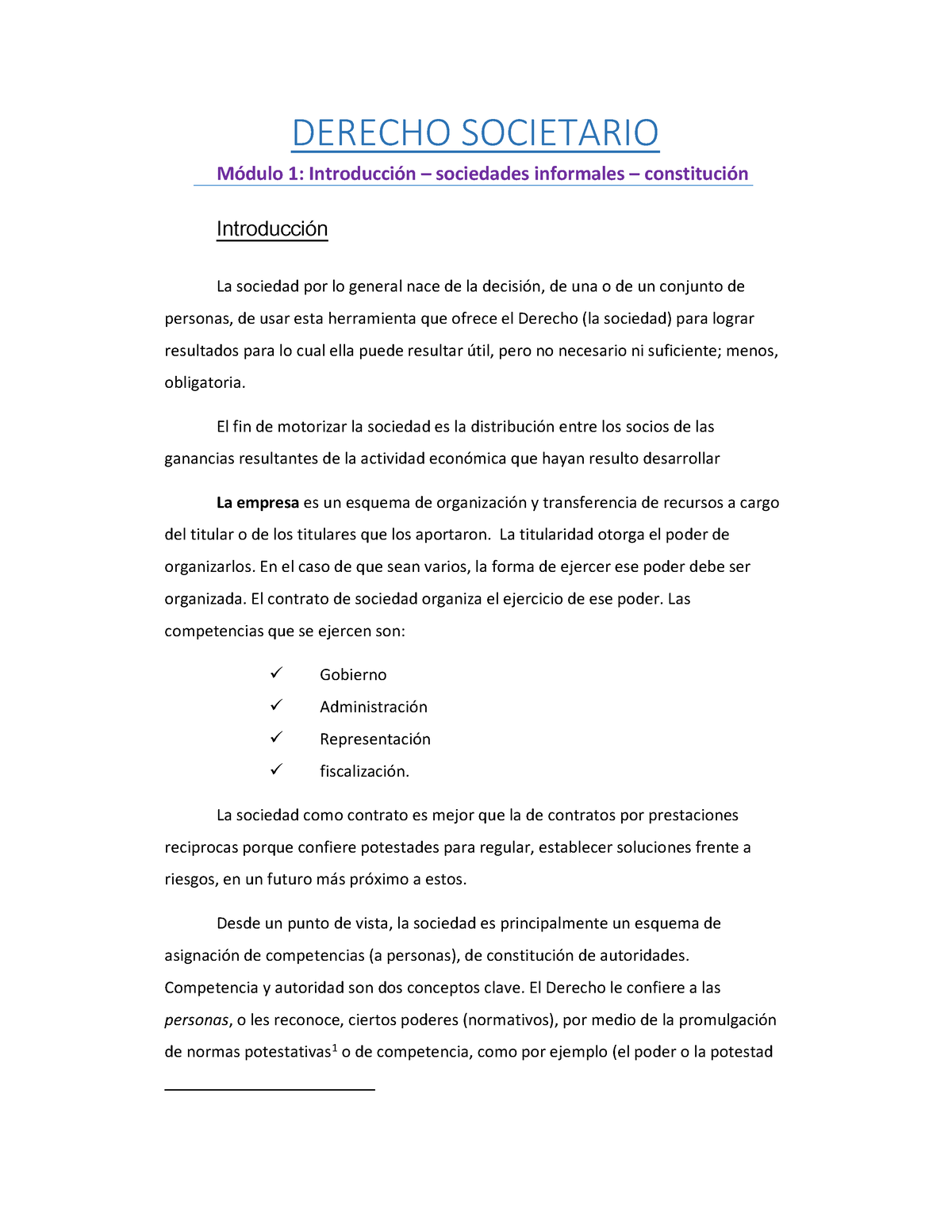 Resumen De Derecho Empresario Derecho Societario Módulo 1