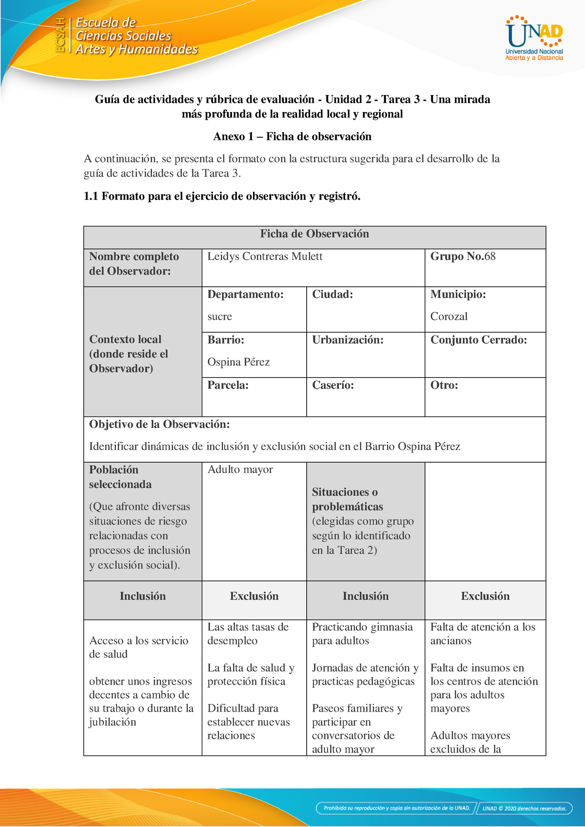 Anexo 1 Tarea 3 Ficha De Observación Guía De Actividades Y