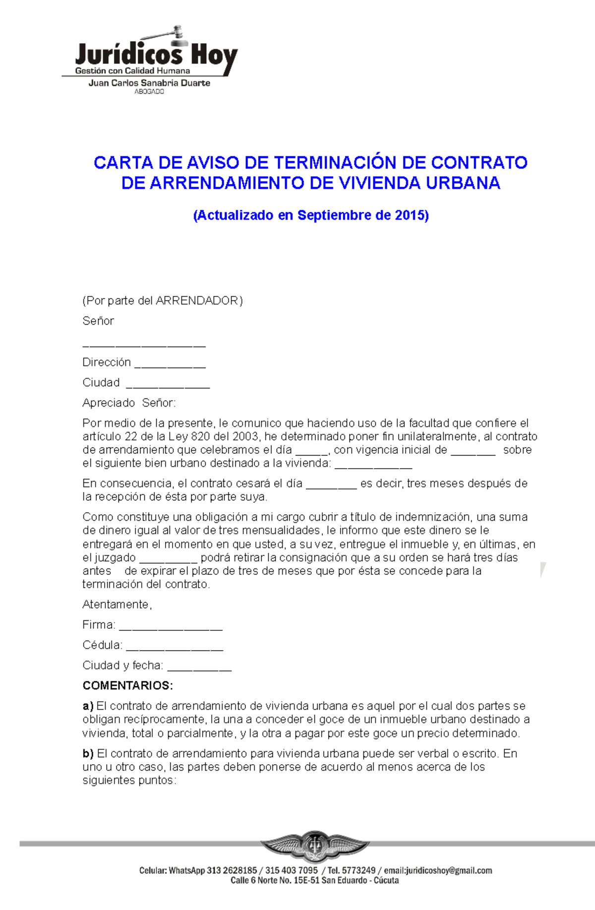 Introducir 68 Imagen Modelo De Aviso De Terminacion De Contrato De