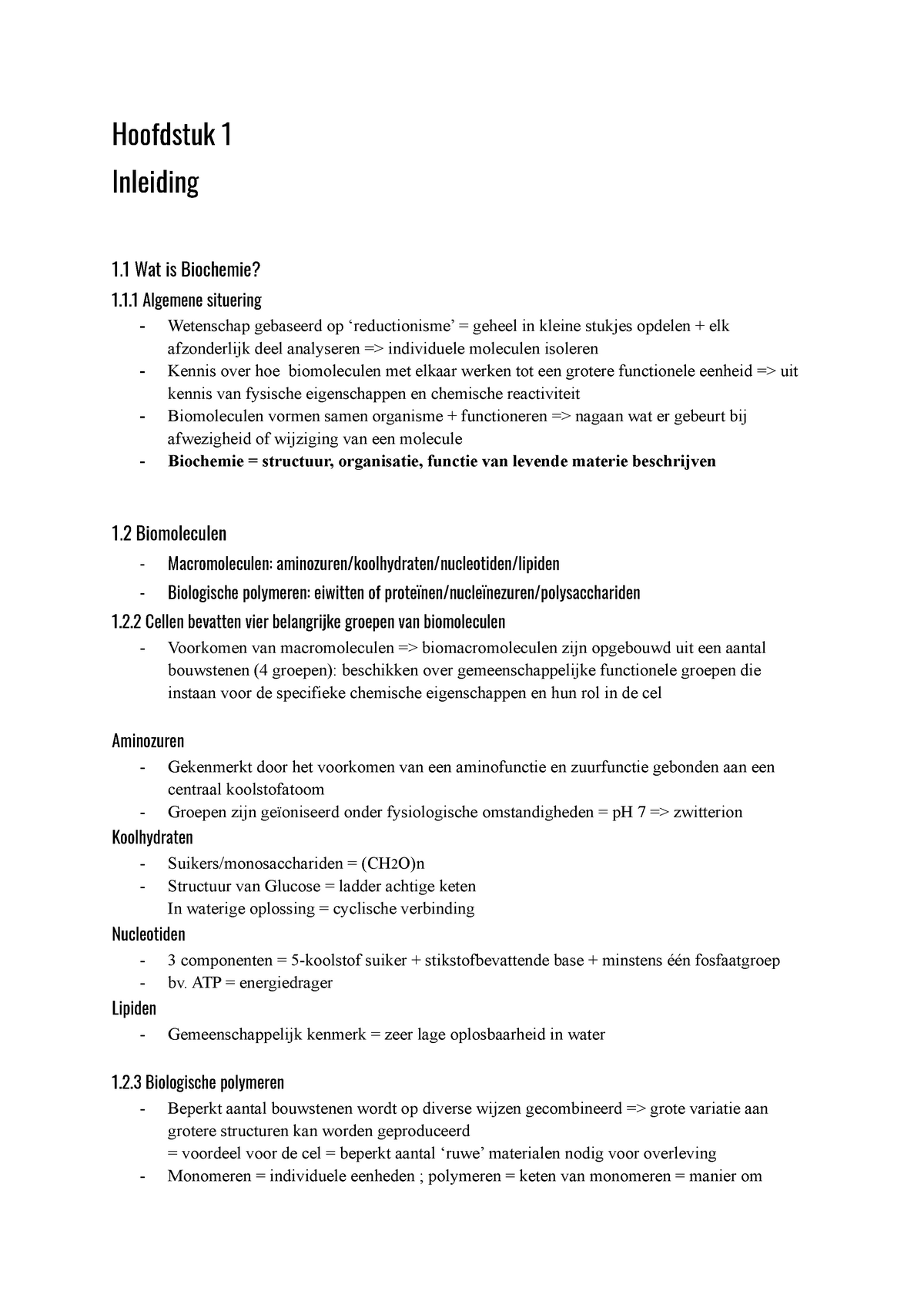 Samenvatting Biochemie Hoofdstuk 1 Inleiding 1 Wat Is Biochemie 11