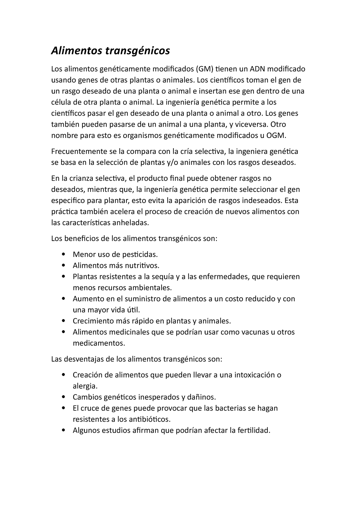 Alimentos Transgenicos Alimentos Transgénicos Los Alimentos