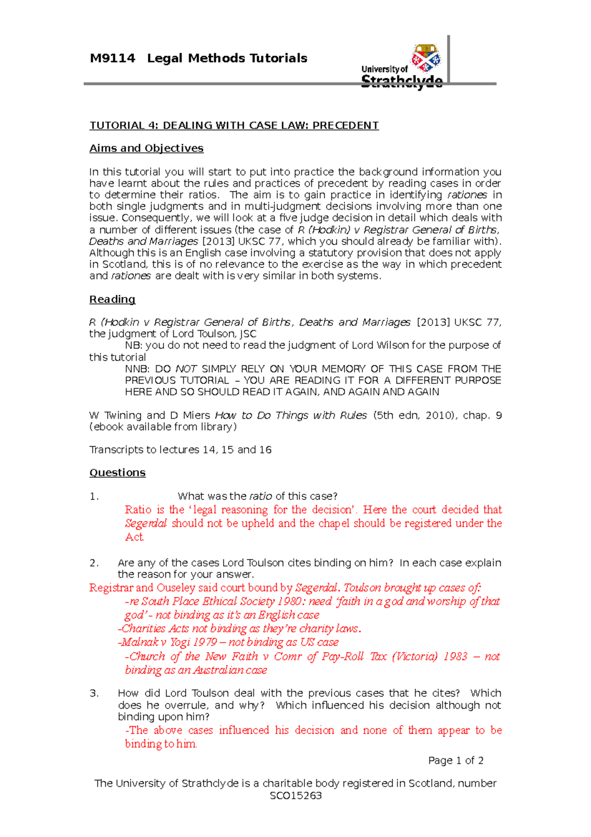 Lm Tutorial 4 M9114 Legal Methods Tutorials Tutorial 4 Dealing With