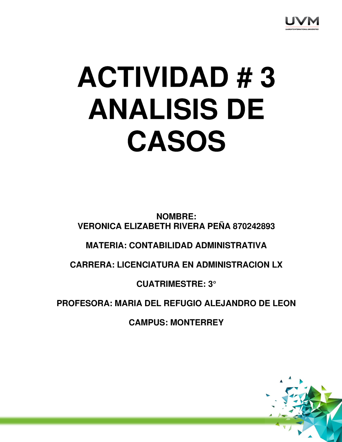 A3 Verp Analisis De Caso Actividad 3 Analisis De Casos Nombre