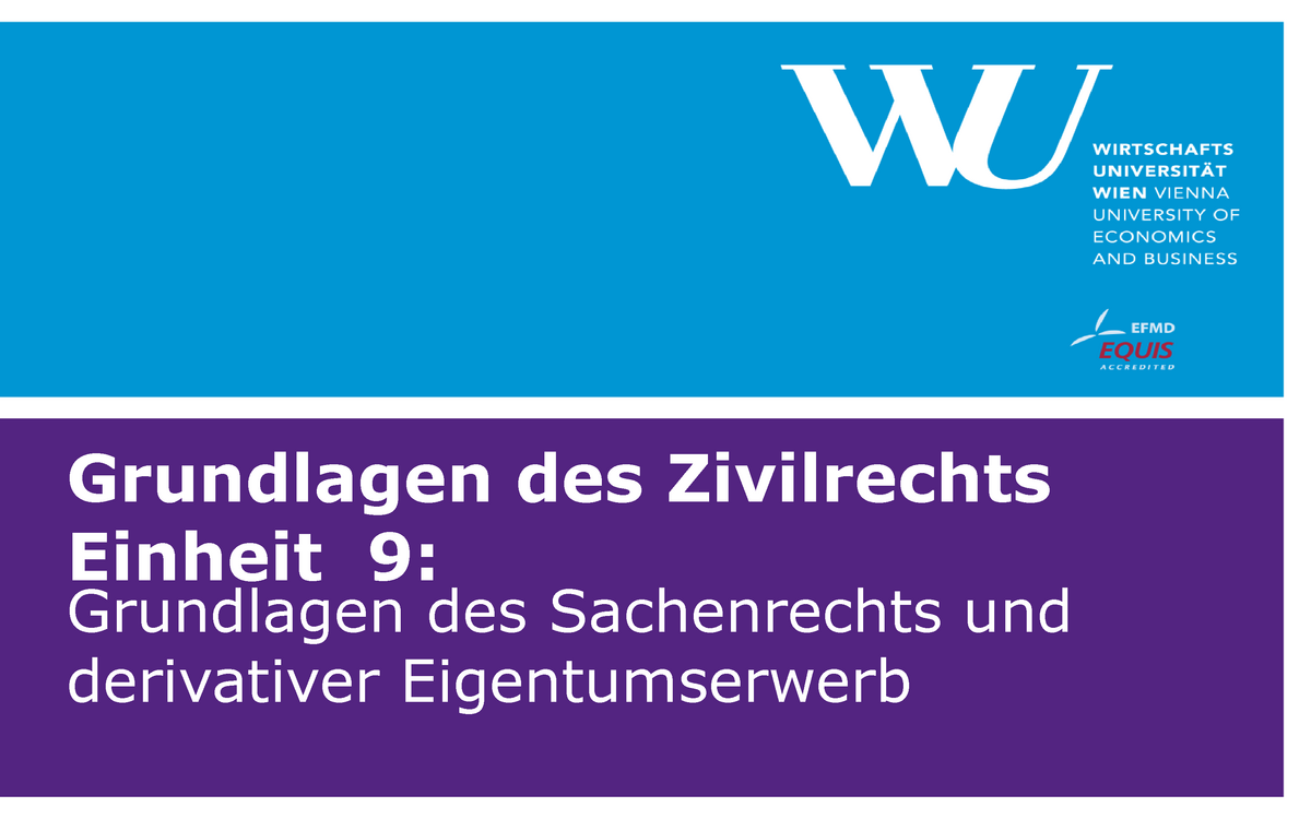 Folien Einheit 9 Ws 2017 Grundlagen Des Zivilrechts Einheit 9