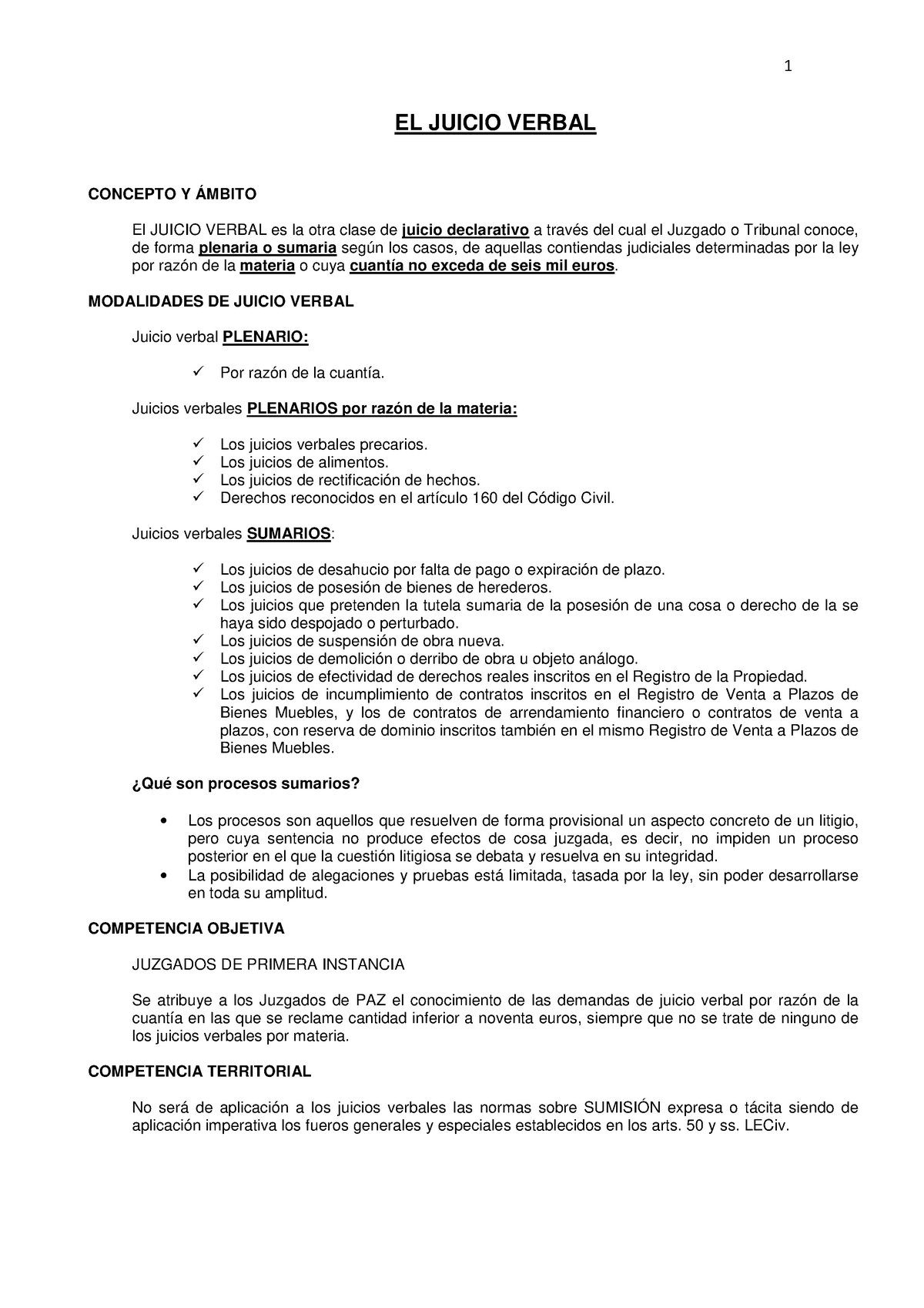 Juicio Verbal 1 El Juicio Verbal Concepto Y El Juicio Verbal Es La