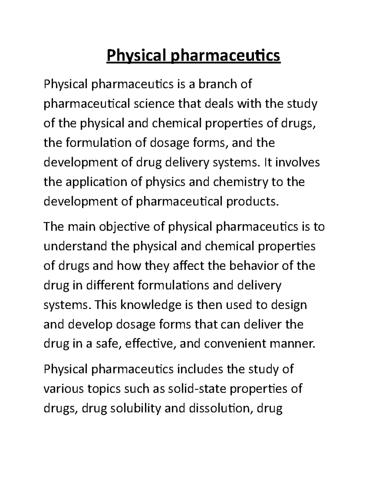 Physical Pharmaceutics Physical Pharmaceutics Physical Pharmaceutics