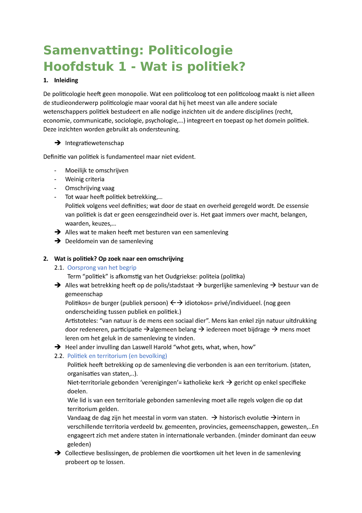 Samenvatting Hoofdstuk 1 En 2 Een Plattegrond Van De Macht