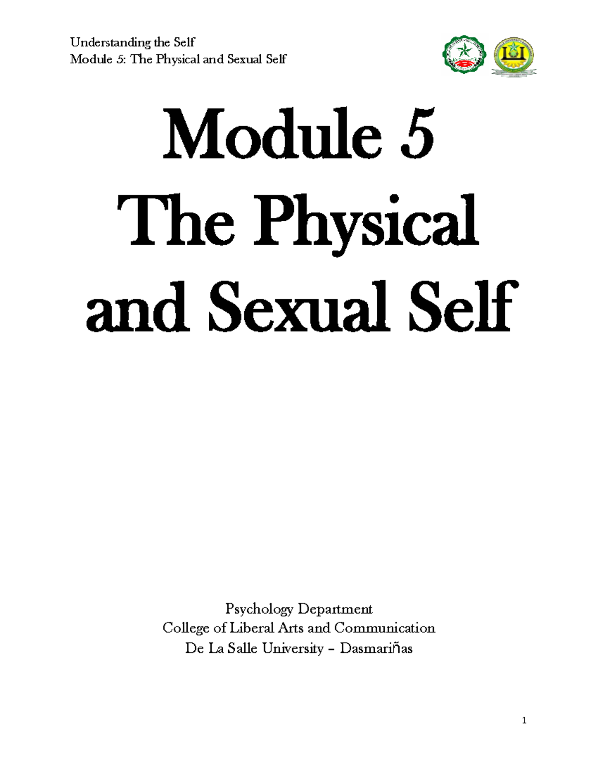 Phyiscal And Sexual Self Module 5 The Physical And Sexual Self