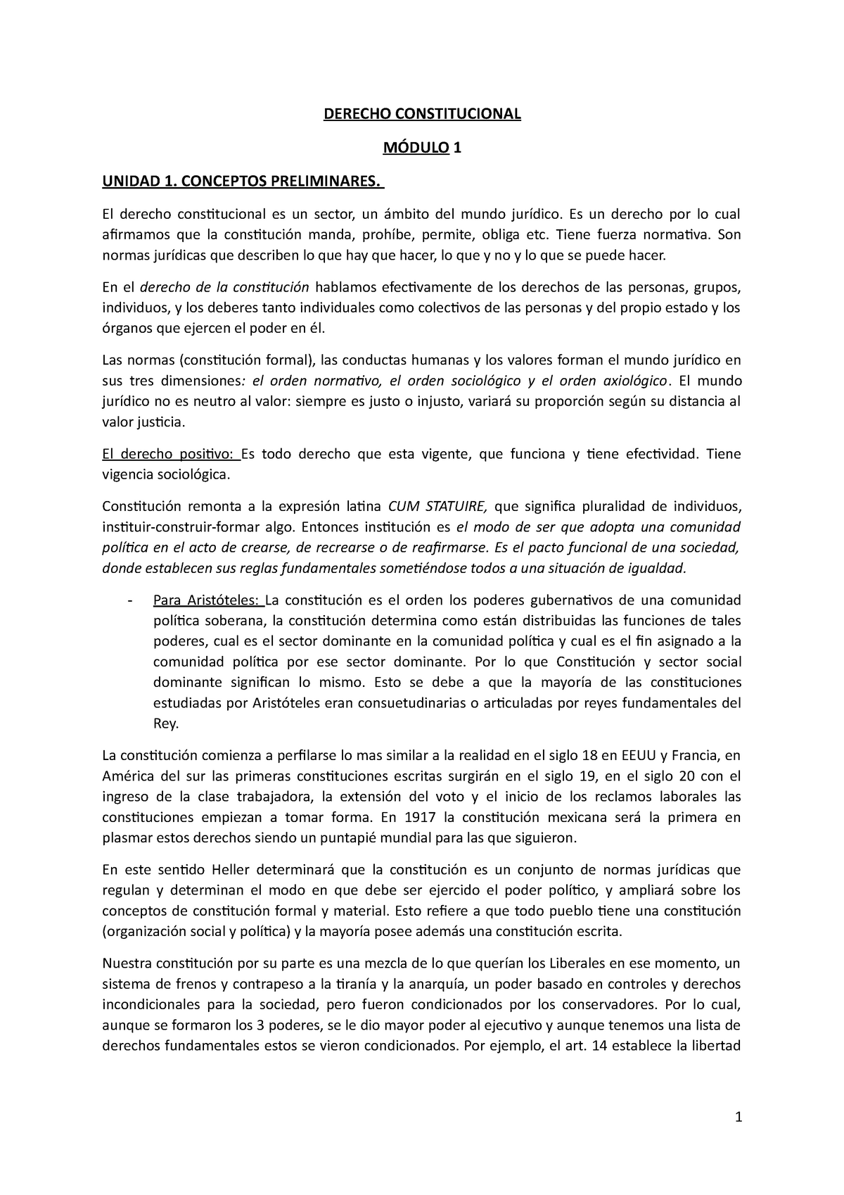 Derecho Constitucional Resumen Final Derecho Constitucional MÓdulo 1