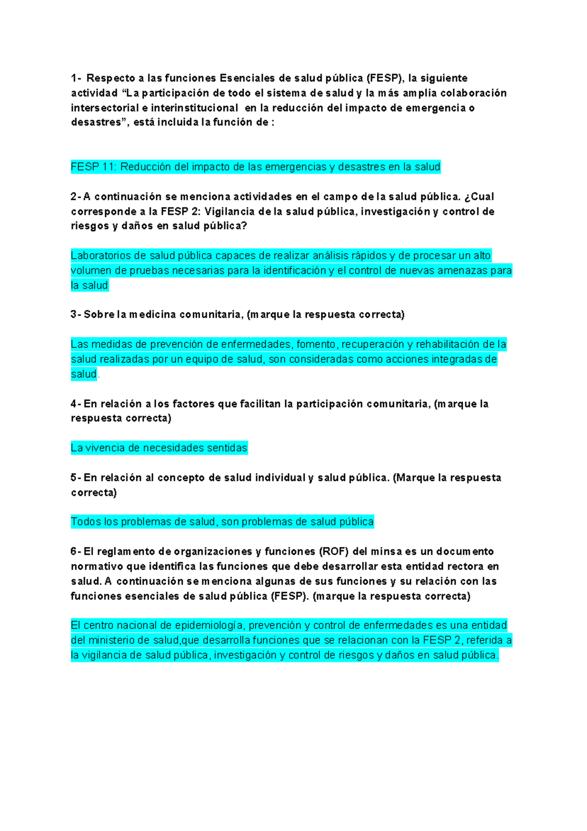 Finales Pasados De Salud Publica 3 1 Respecto A Las Funciones