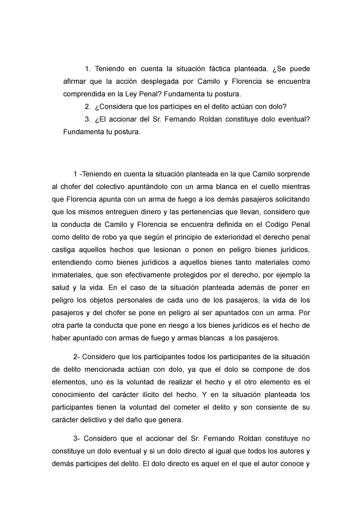 Trabajo Practico Nº 2 Derecho Penal Teniendo En Cuenta La Situación