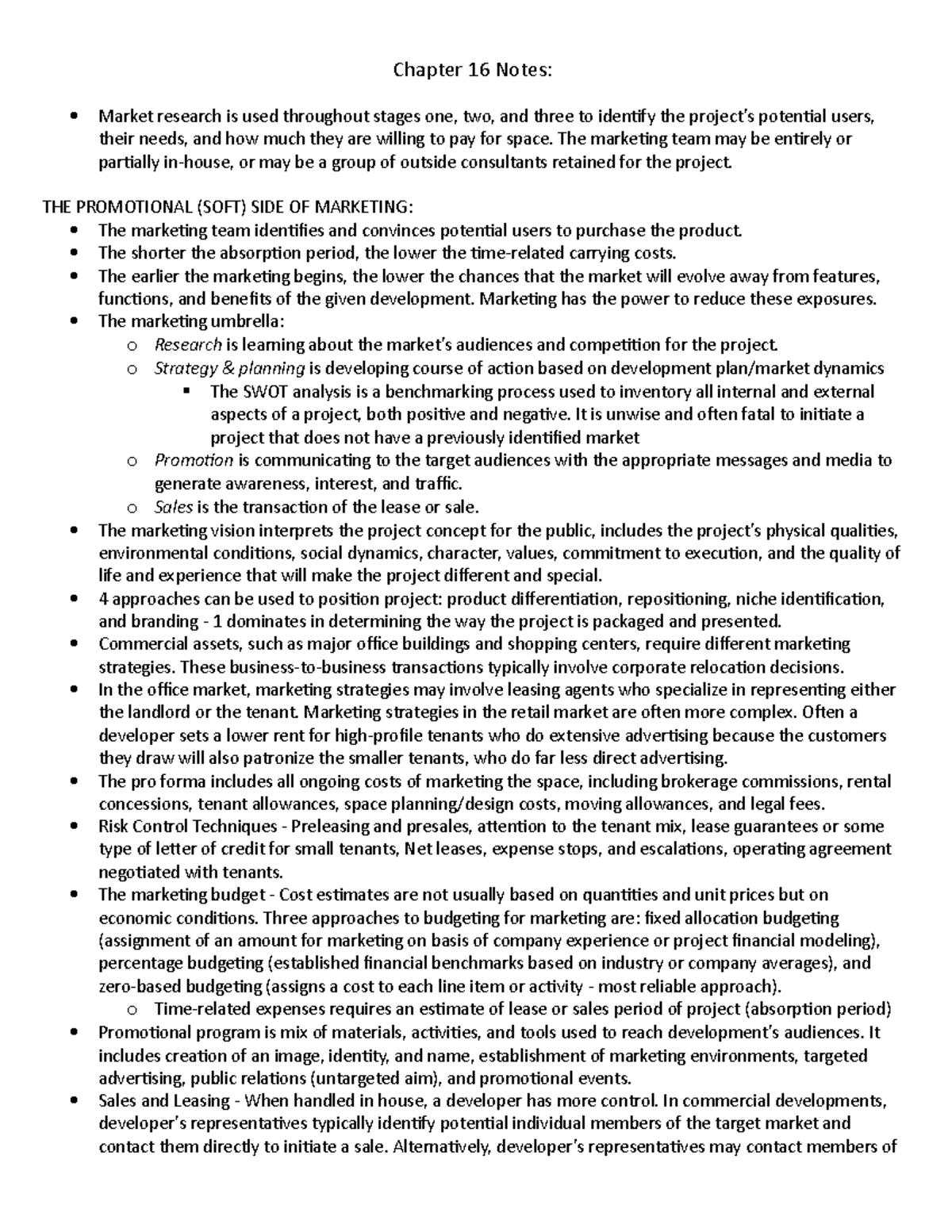 Chapter 16 Notes Chapter 16 Notes Market Research Is Used Throughout