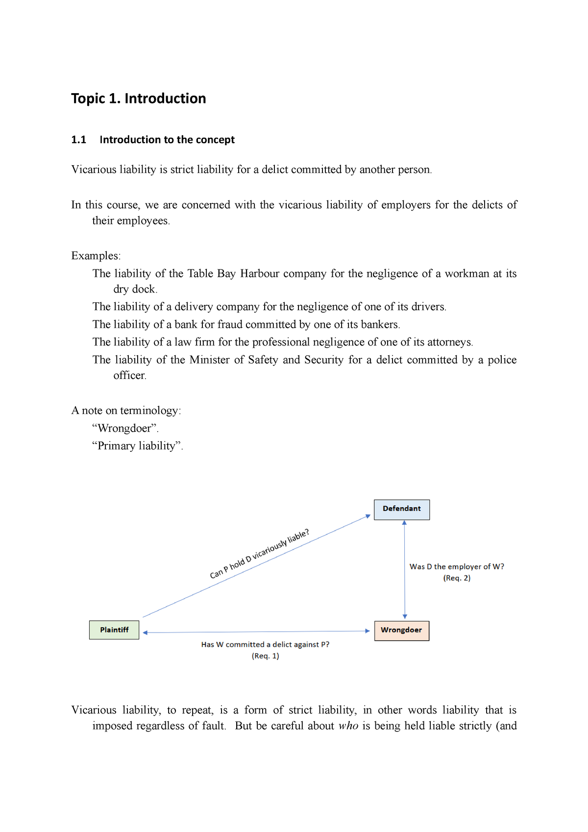 Vicariousliabilitylectureoutlinesfor14april2023 Pvl3003f Uct