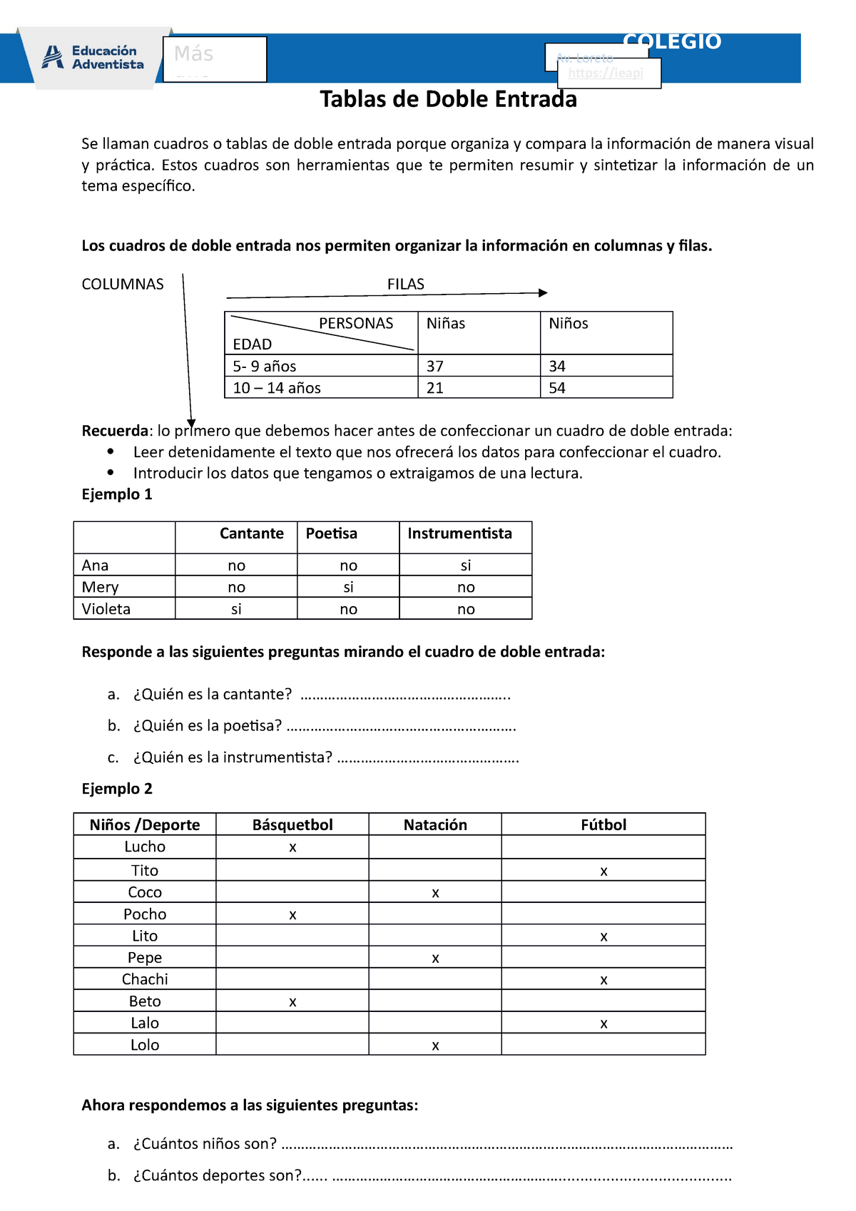 Que Son Las Tablas De Doble Entrada